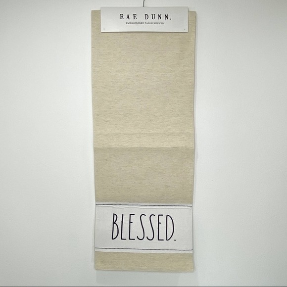 Rae Dunn | Dining | Rae Dunn Embroidered Blessed Table Runner New | Poshmark